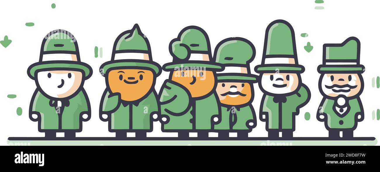 Happy Leprechauns St Patricks Day Vector Illustration Stock Vector