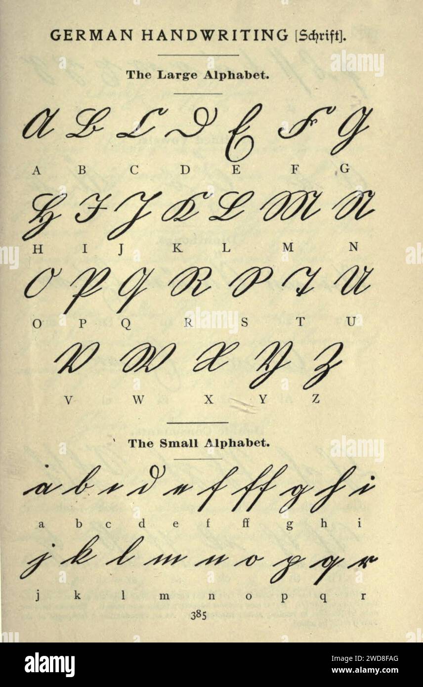 19th century German alphabet written in handwriting style - 1 Stock ...