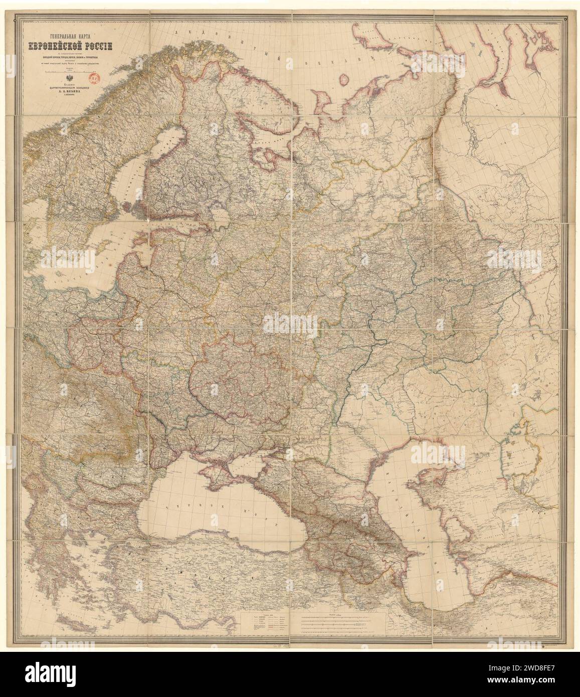 19th century map of the Russian Empire and adjacent countriesː Turkey ...