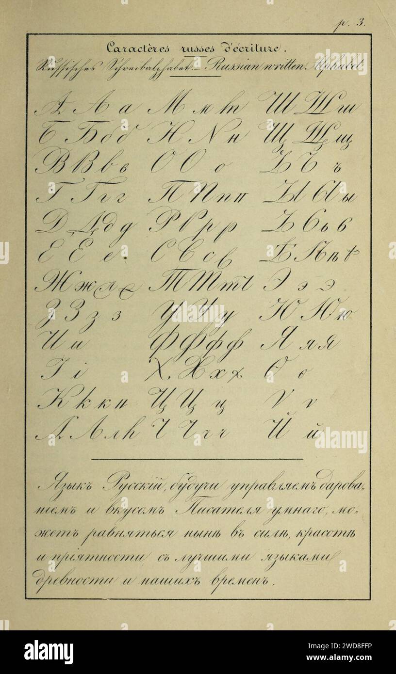 19th century Russian Cyrillic alphabet - 4 Stock Photo - Alamy