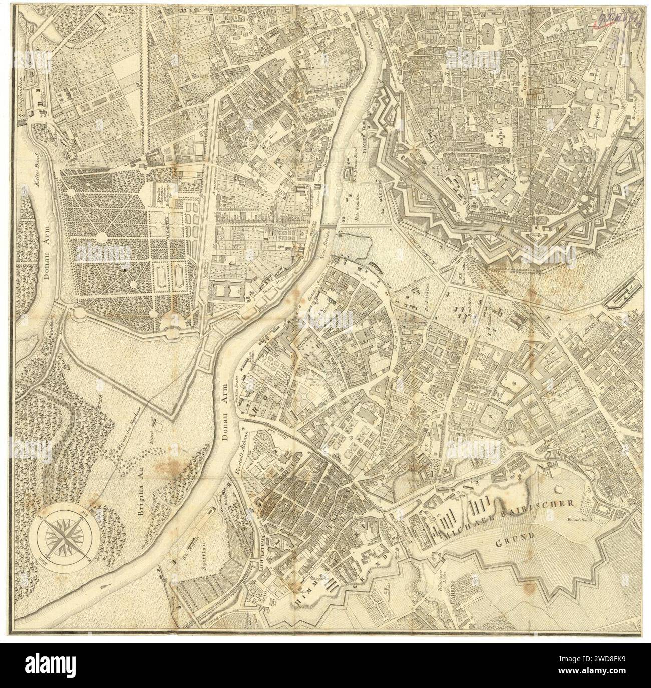 19th-century map of Vienna by Josef Vinzenz Degen page Stock Photo - Alamy
