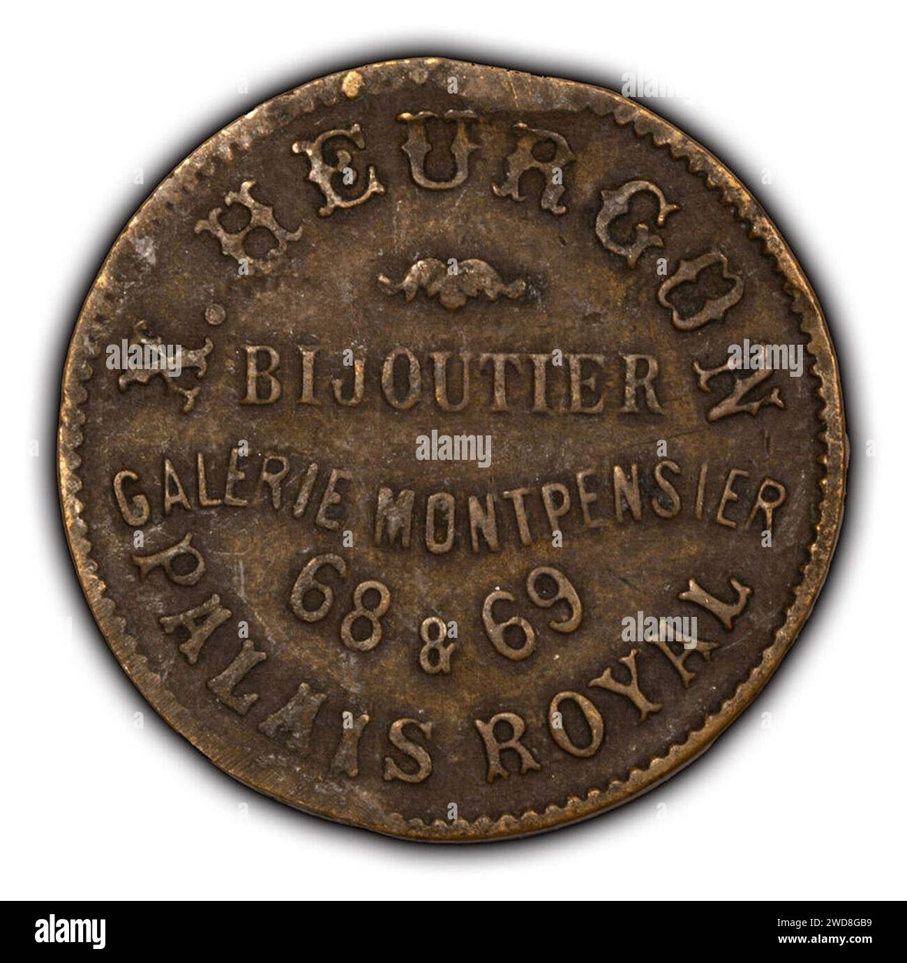 20 Francs X Heurcon Palais French Store Token (1889 Stock Photo - Alamy