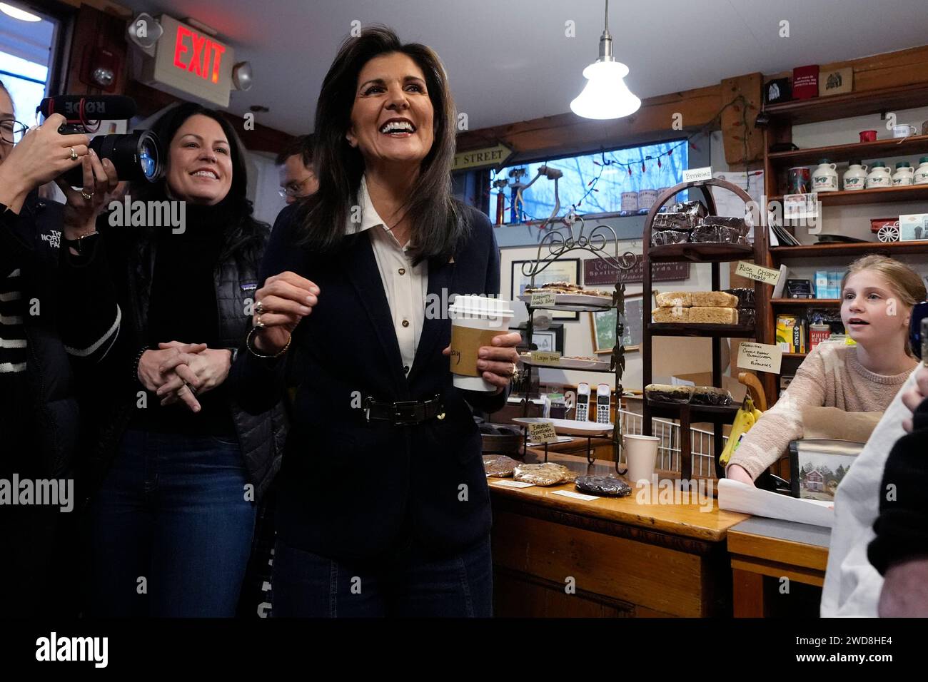 Republican presidential candidate former UN Ambassador Nikki Haley smiles while visiting ...