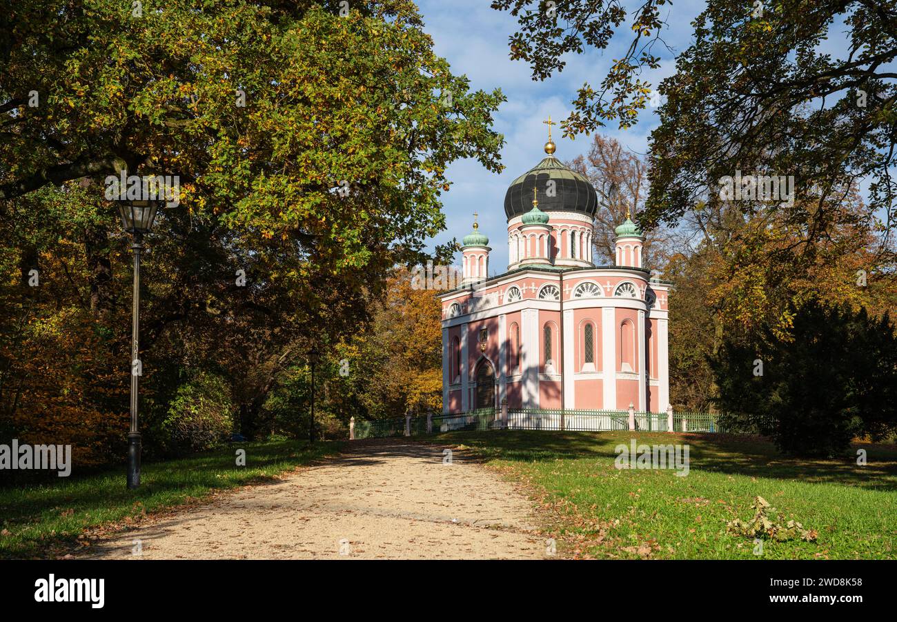 Historic buildings in downtown Potsdam against blue sky, Brandenburg ...
