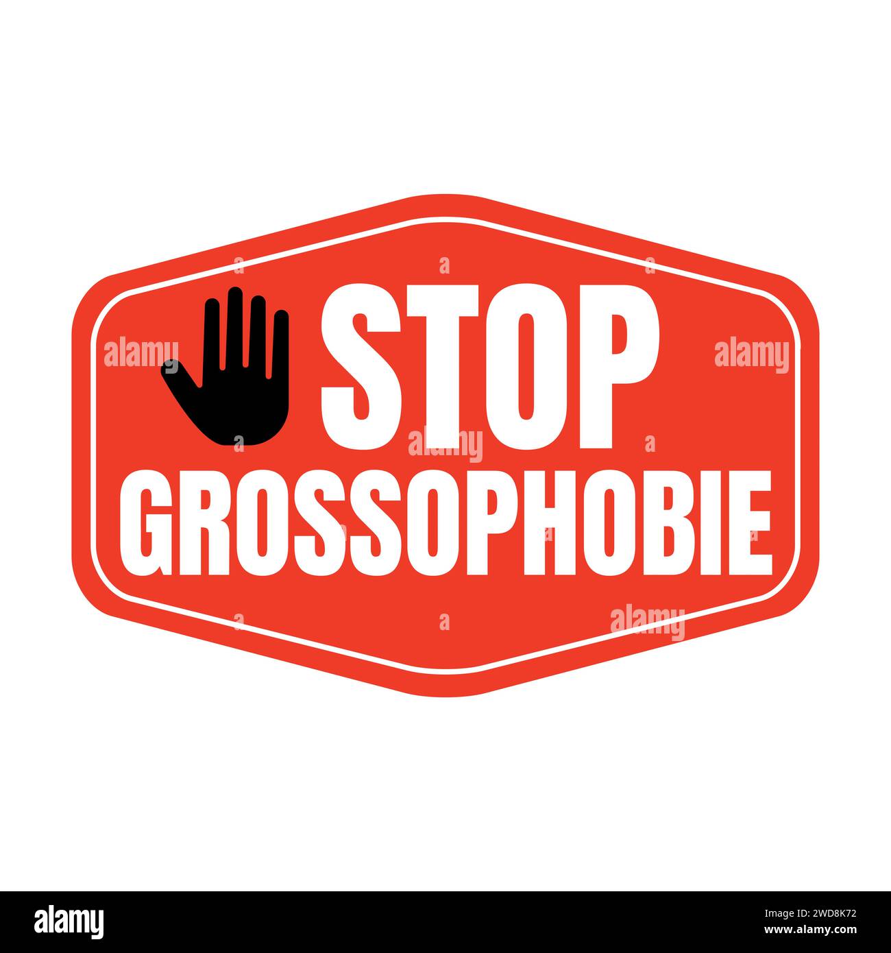 Stop social stigma of obesity symbol icon called stop grossophobie in ...