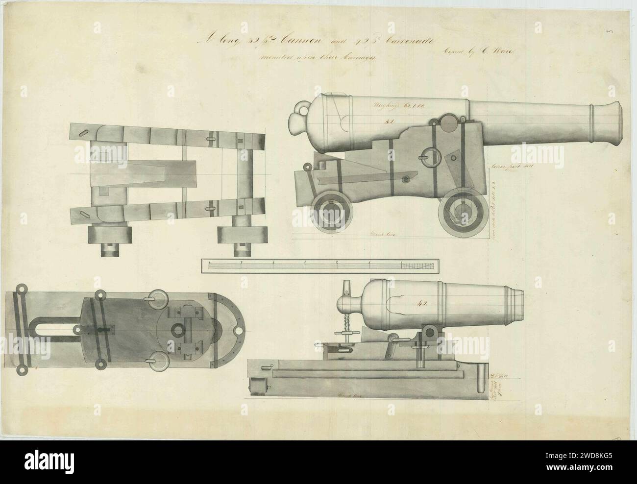 32-pound Cannon, 42- pound Cannonade, and Carriages Stock Photo - Alamy