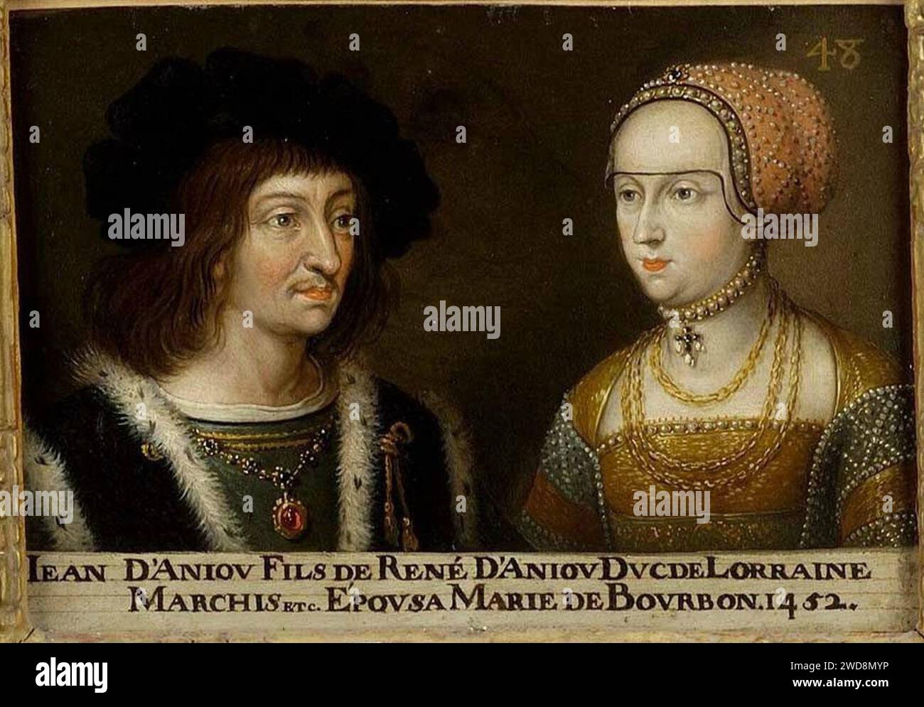 48. Jean II, duc de Lorraine, et son épouse Marie de Bourbon Stock ...
