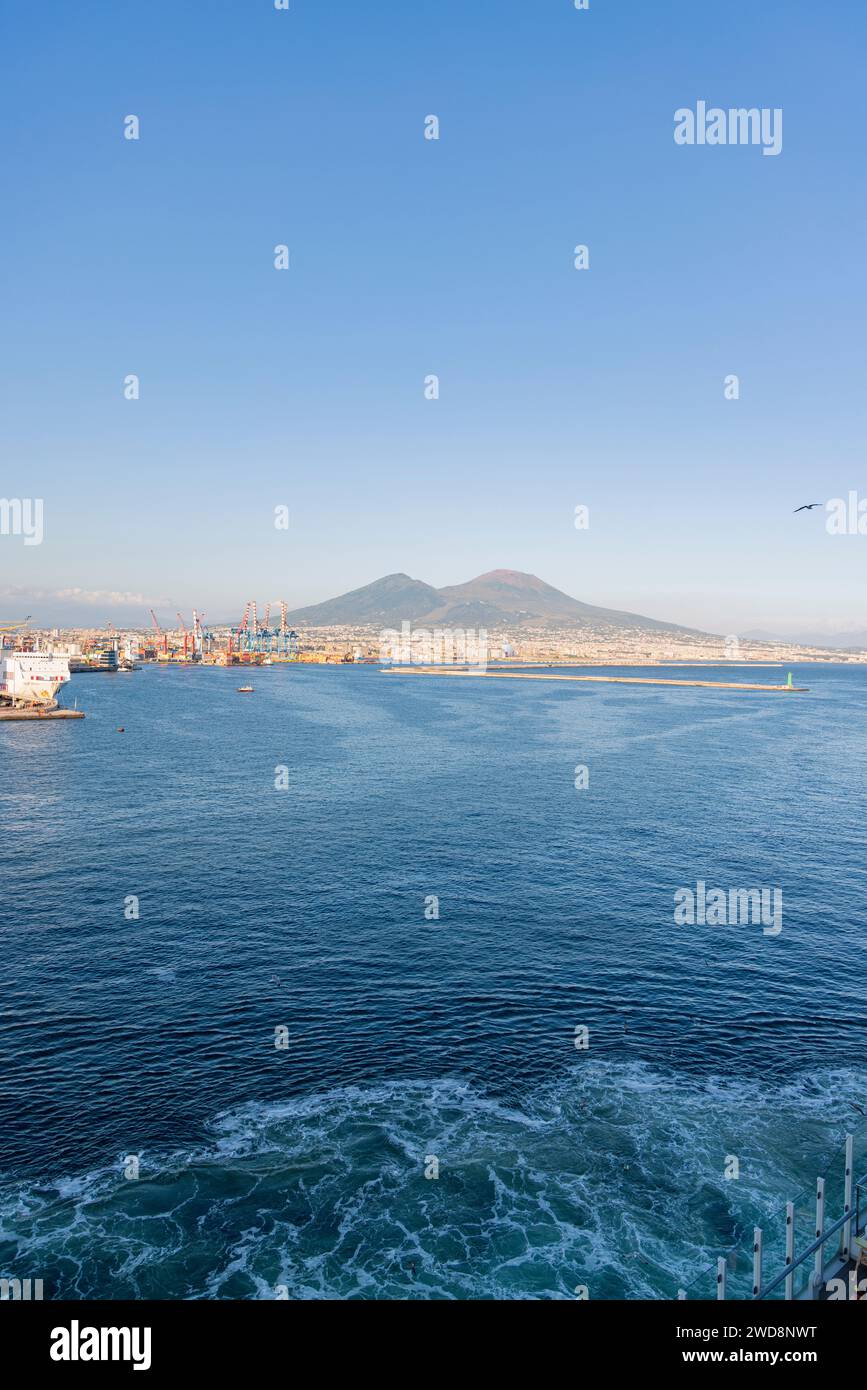 Photograph taken in Naples, Italy, featuring a view of Mount Vesuvius ...