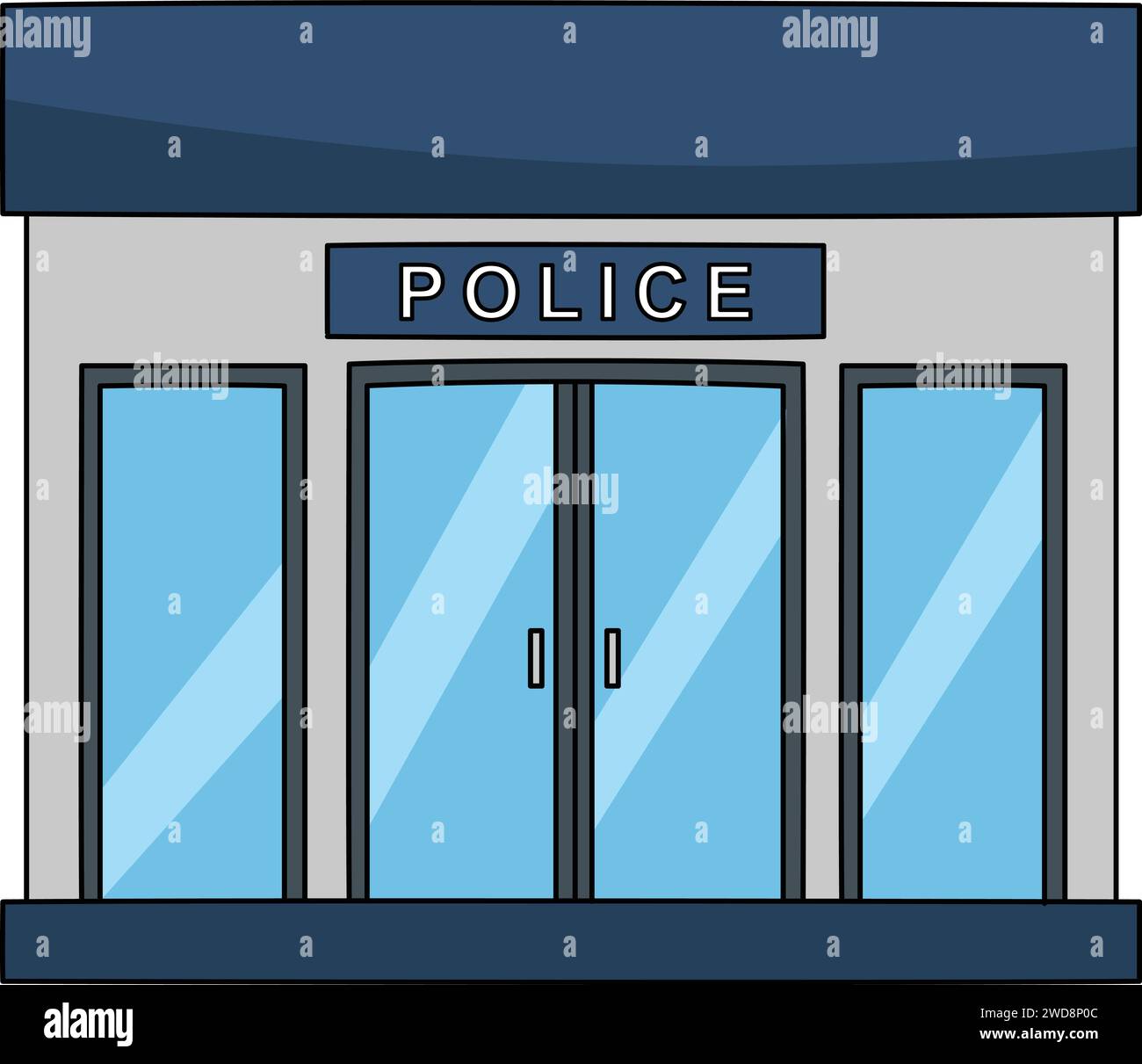 Police Station Cartoon Colored Clipart Stock Vector Image & Art - Alamy