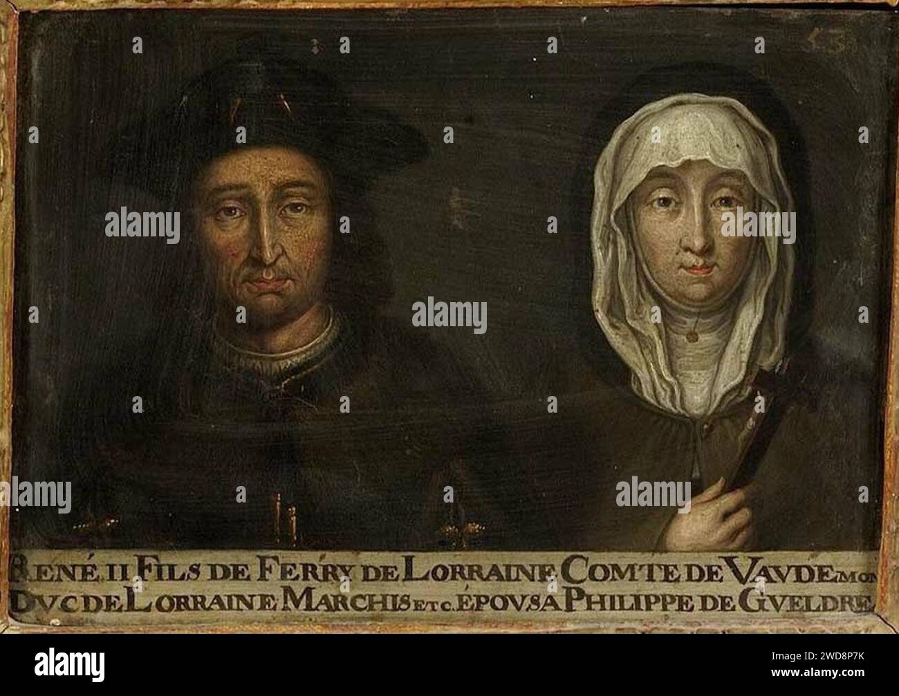 53. René II, duc de Lorraine, et son épouse Philippe de Gueldre Stock ...