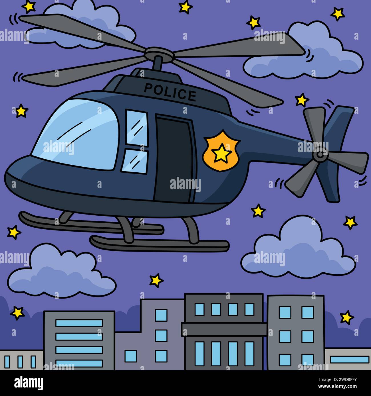 Police Helicopter Colored Cartoon Illustration Stock Vector Image & Art ...