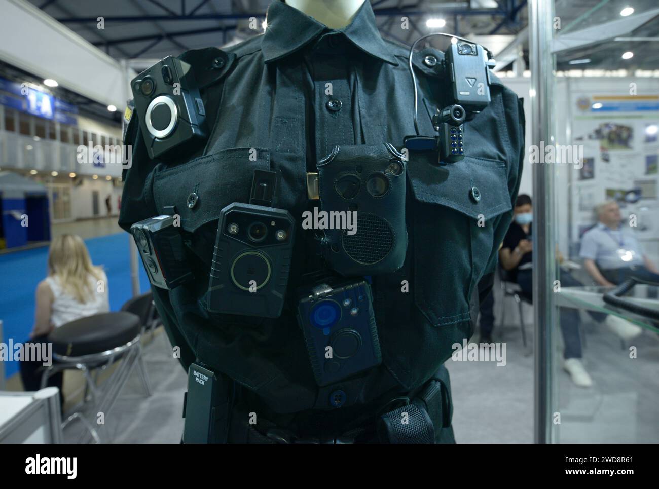 police portable cameras and walkie talkie radio hanging on Ukrainian ...