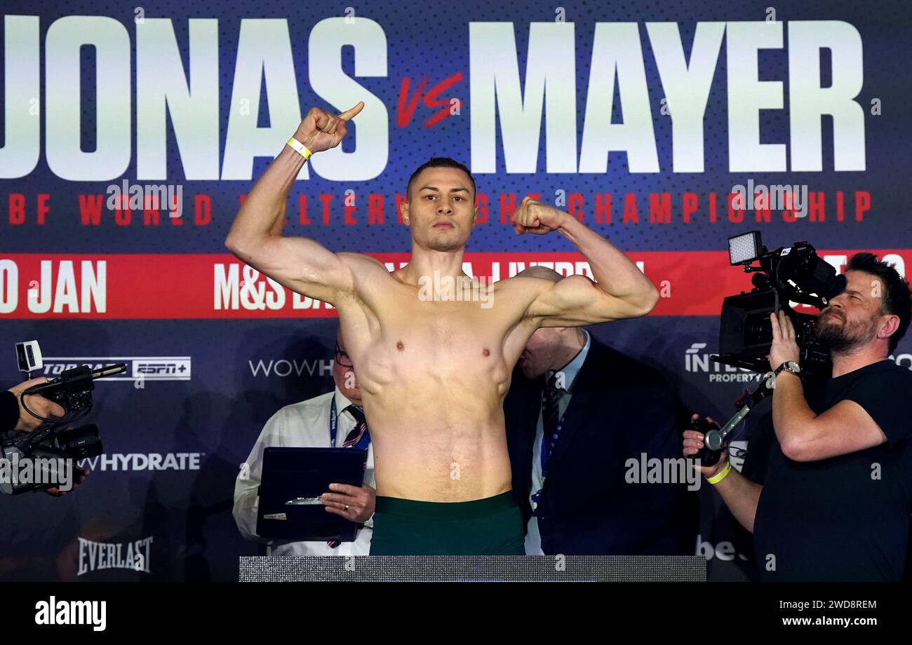 Zak Chelli during a weigh-in at the Titanic Hotel Liverpool. Picture ...
