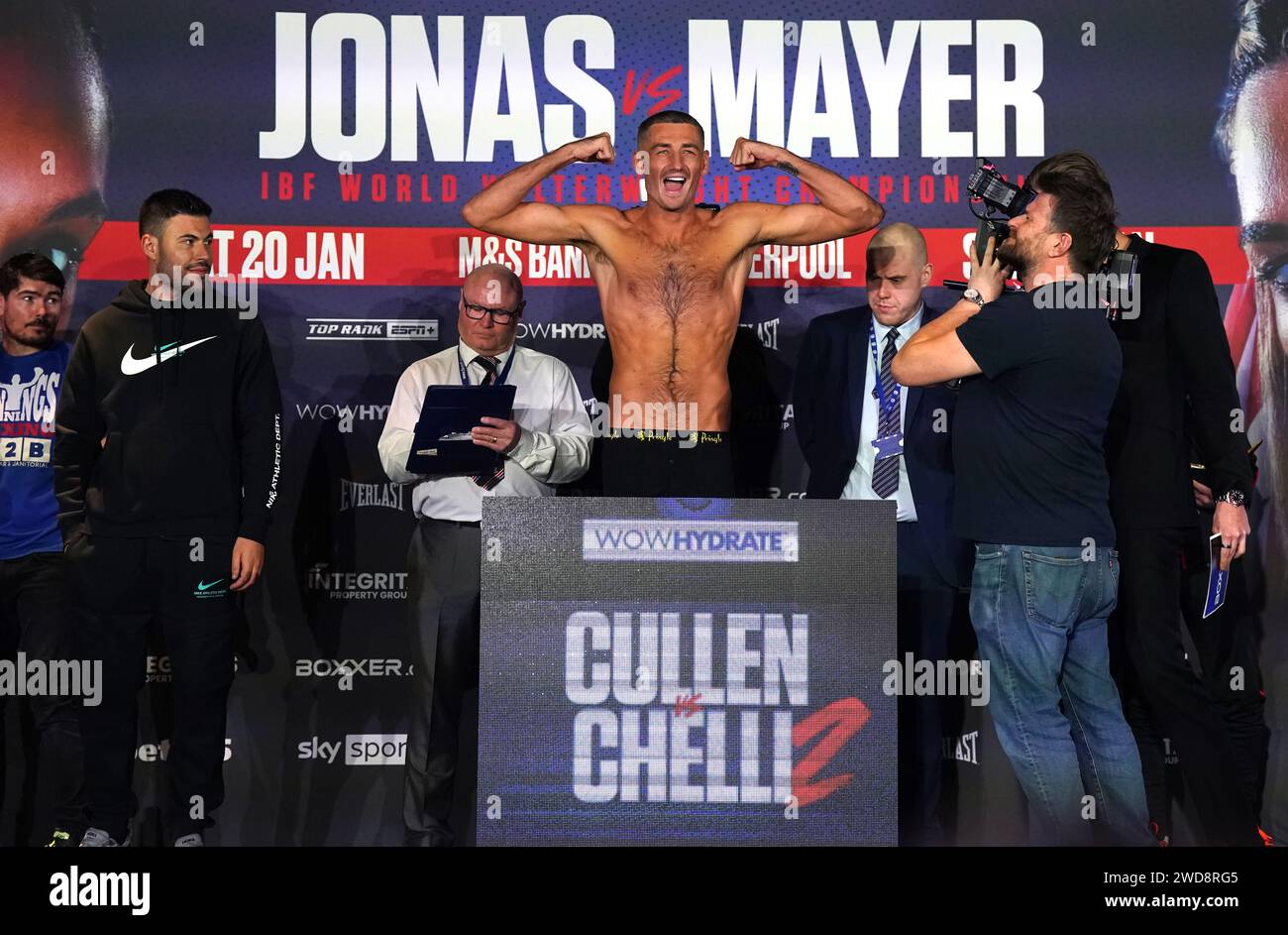 Jack Cullen during a weigh-in at the Titanic Hotel Liverpool. Picture date: Friday January 19 ...