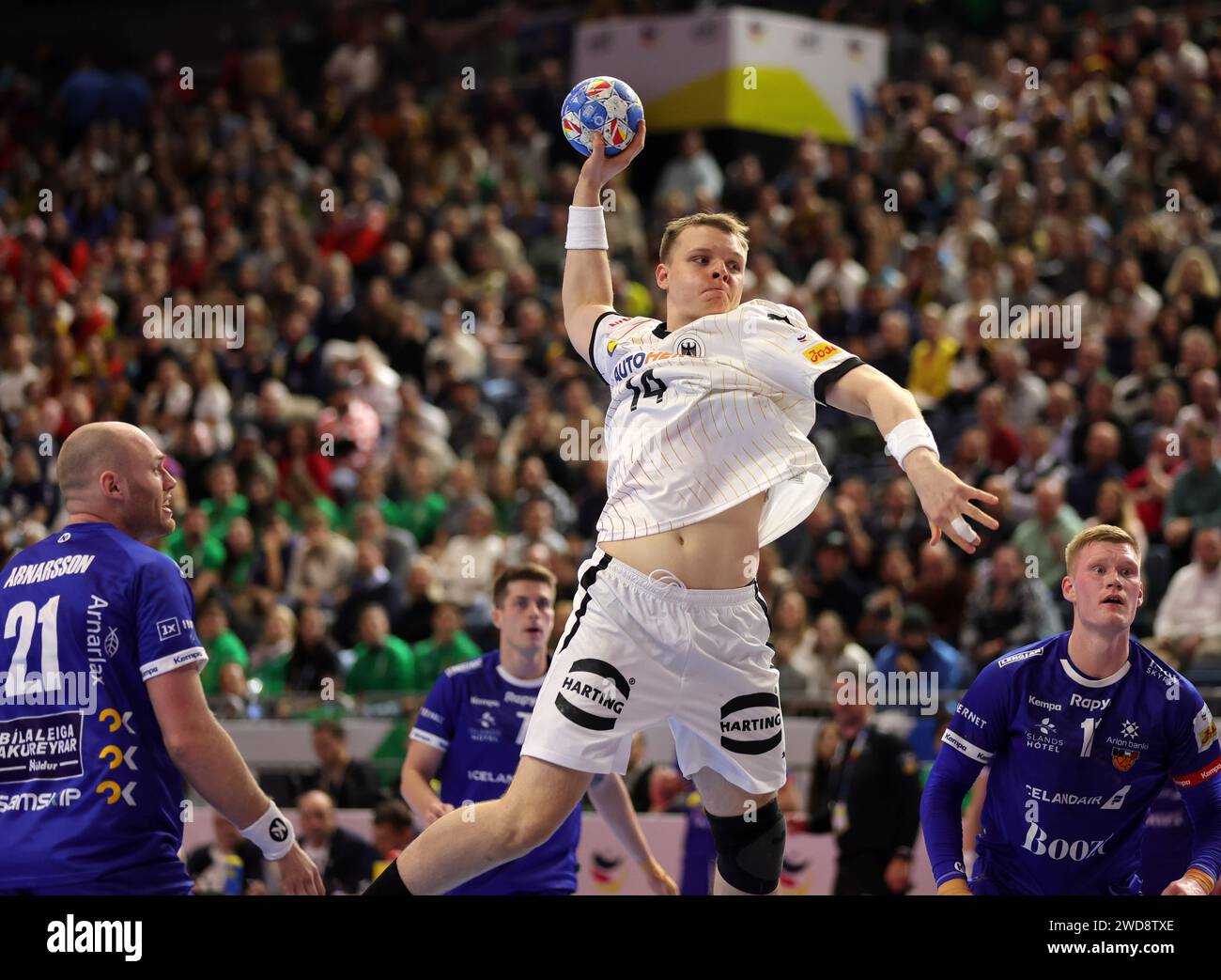 Justus Fischer #14 of Germany Germany vs Iceland EHF Mens Handball EURO ...