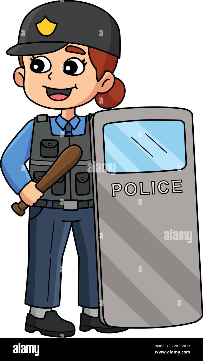 Police Officer in Full Gear Cartoon Colored Stock Vector Image & Art ...