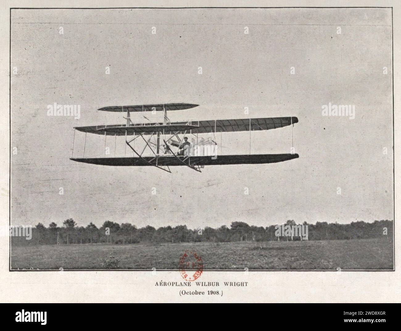 Wilbur Wright flying aeroplane, 1908 Stock Photo - Alamy