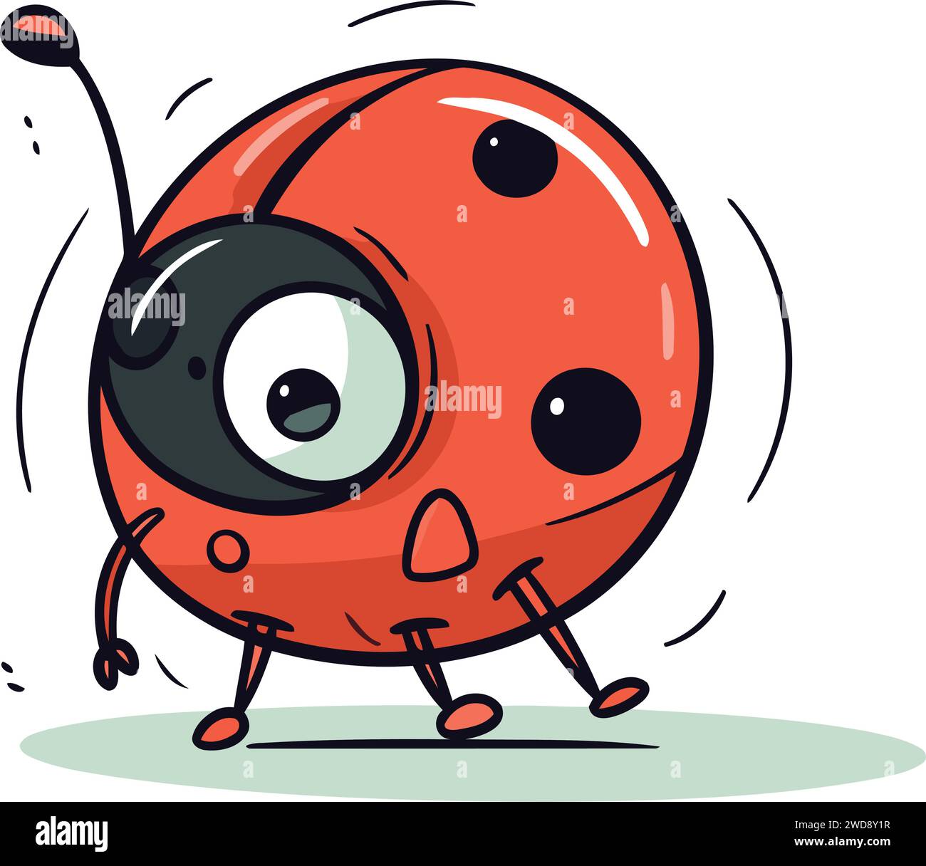 Cute Red Ladybug With Eyes And Legs Vector Illustration Stock Vector