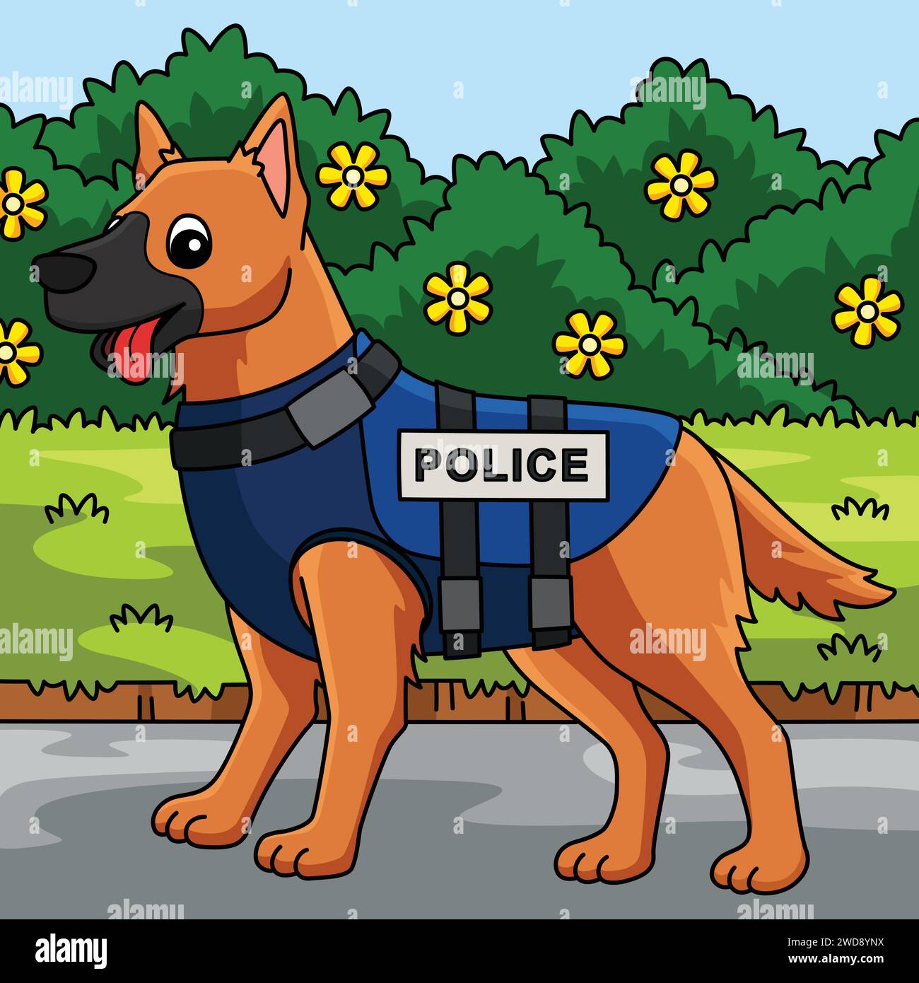 Police Dog Colored Cartoon Illustration Stock Vector Image & Art - Alamy