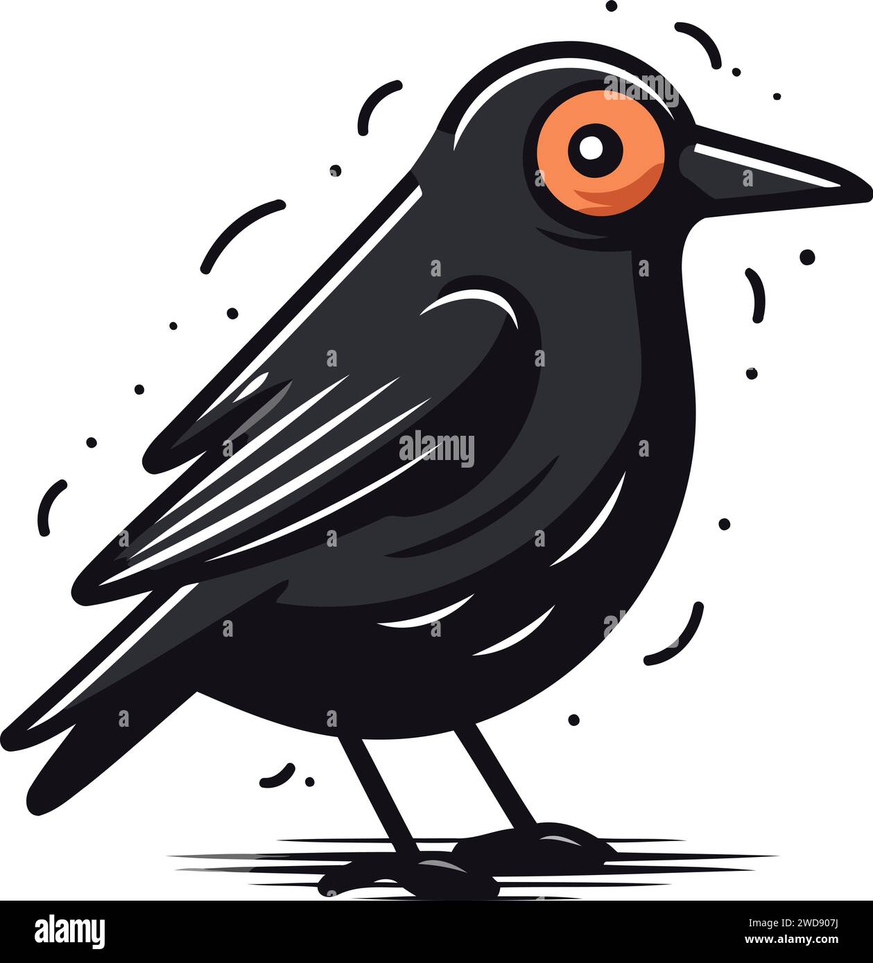 Black bird with orange eyes Stock Vector Images - Alamy