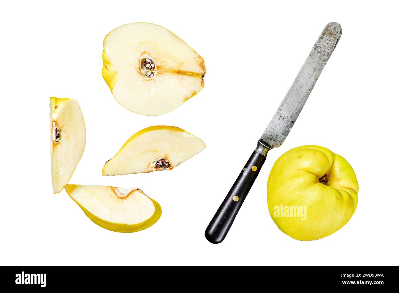 Fresh gold quince fruits Isolated on white background, Top view Stock ...