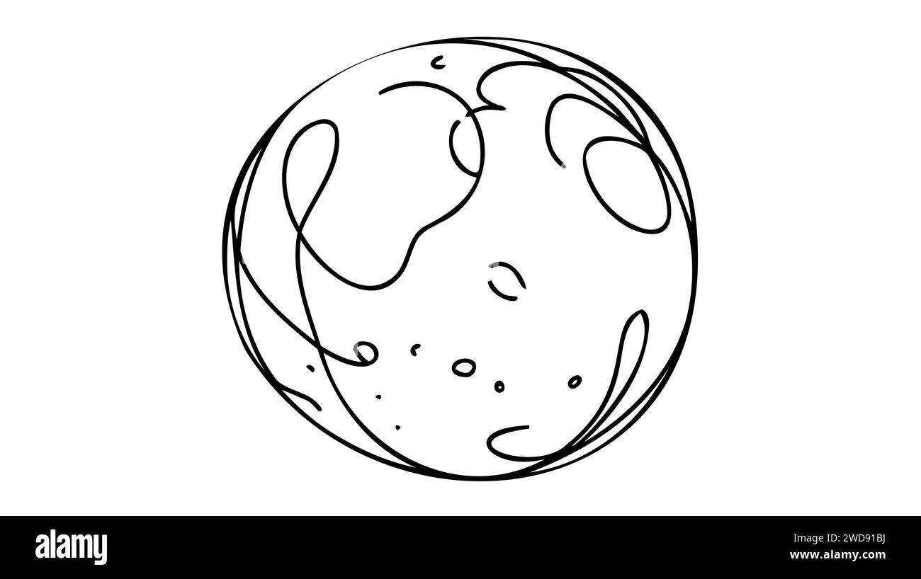 Continuous linear drawing of moon icon. One line drawing background ...