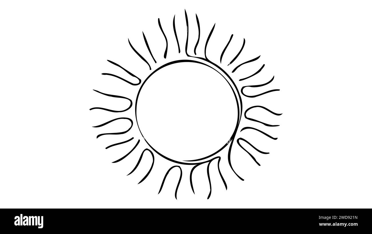 Continuous line sun art. Single line sketch sunny summer travel concept ...
