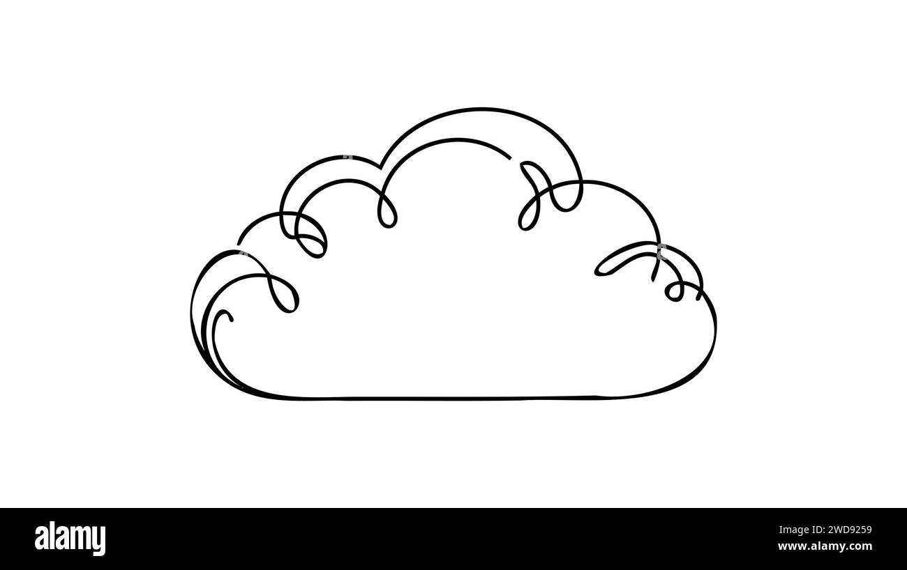 Continuous one line drawing. Cloud on white background. Vector ...
