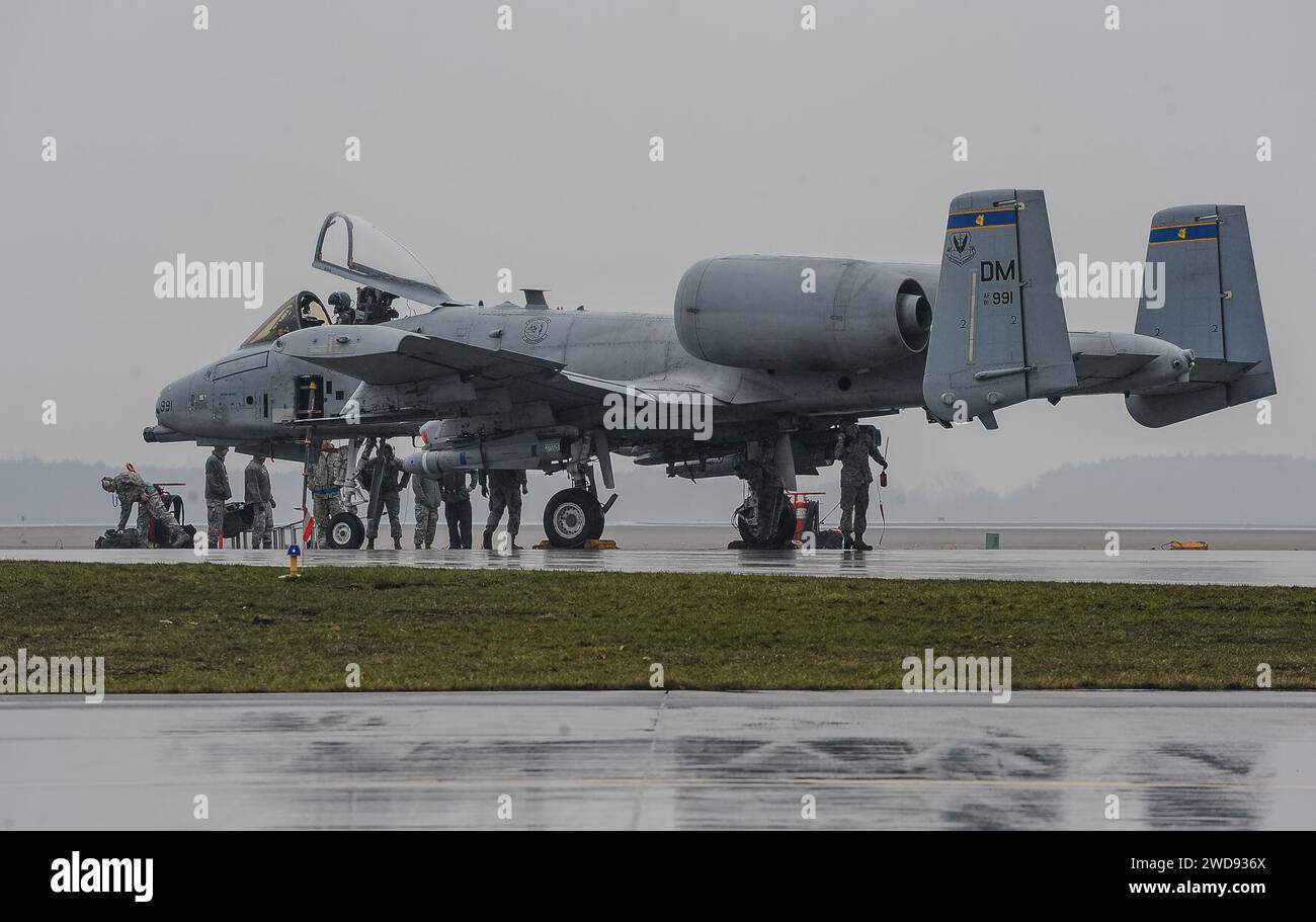 354th Expeditionary Fighter Squadron A-10 at Powidz Air Base Stock ...