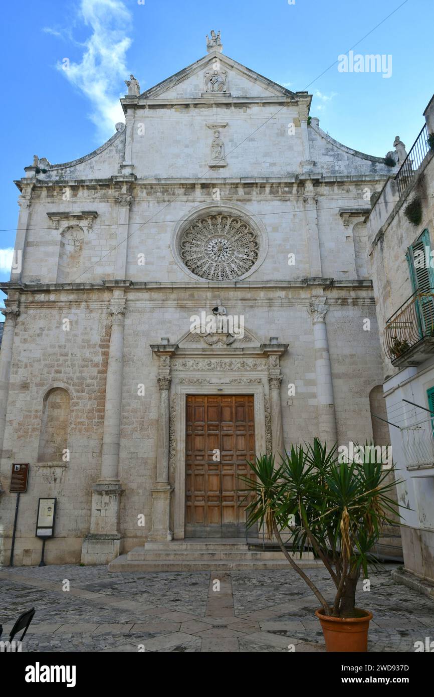 Facade of an old church in Monopoli, a town in the province of Bari ...