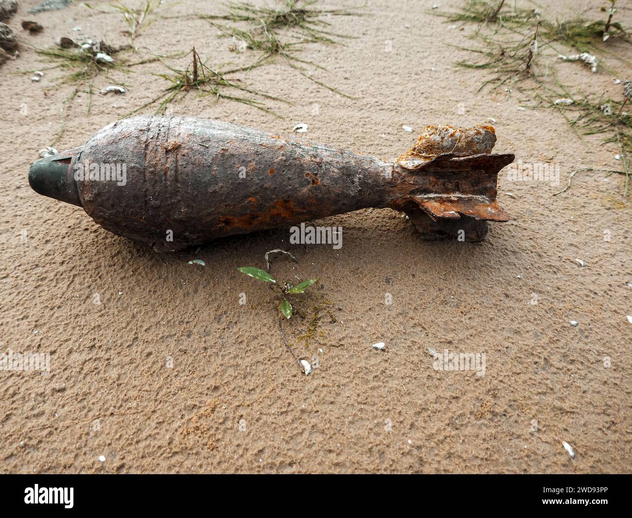 German trench-mortar bomb (water-drop shaped mortar projectile) during ...