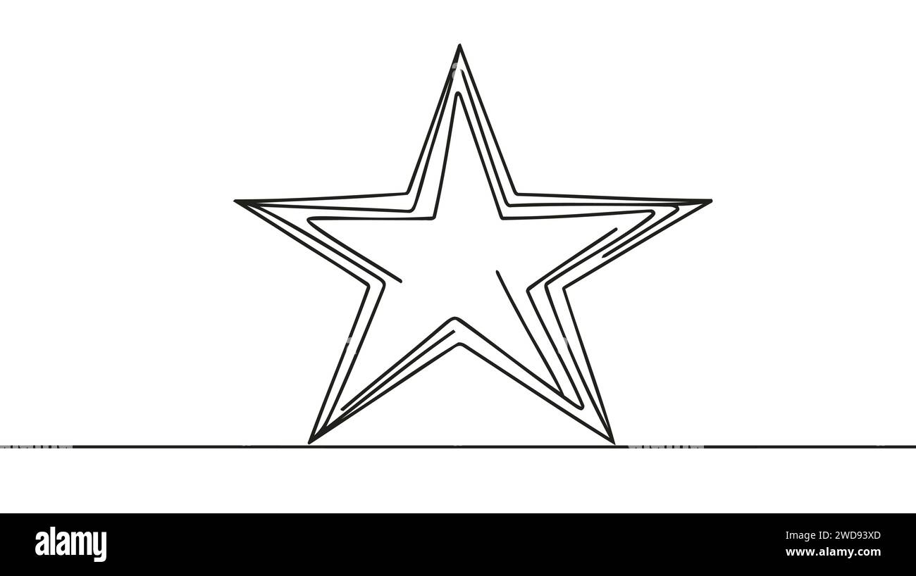 Star icon line continuous drawing vector. One line star icon vector ...