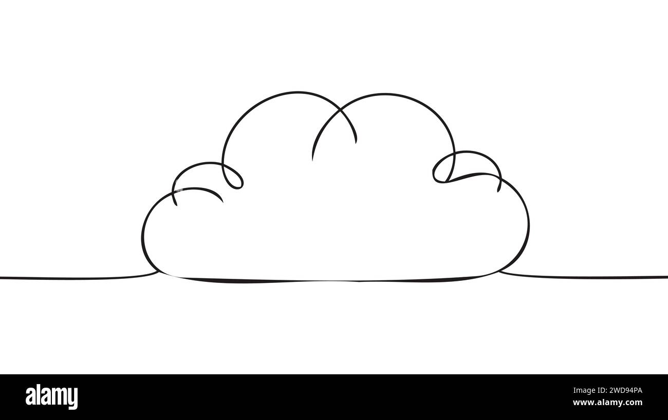 Continuous one line drawing. Cloud on white background. Vector ...