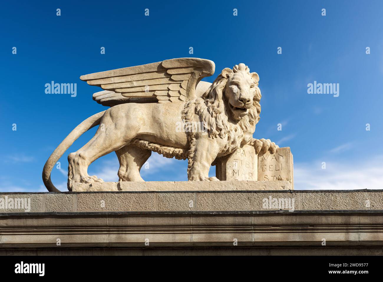 Statue of the Winged Lion of Saint Mark, symbol of the evangelist, the ...