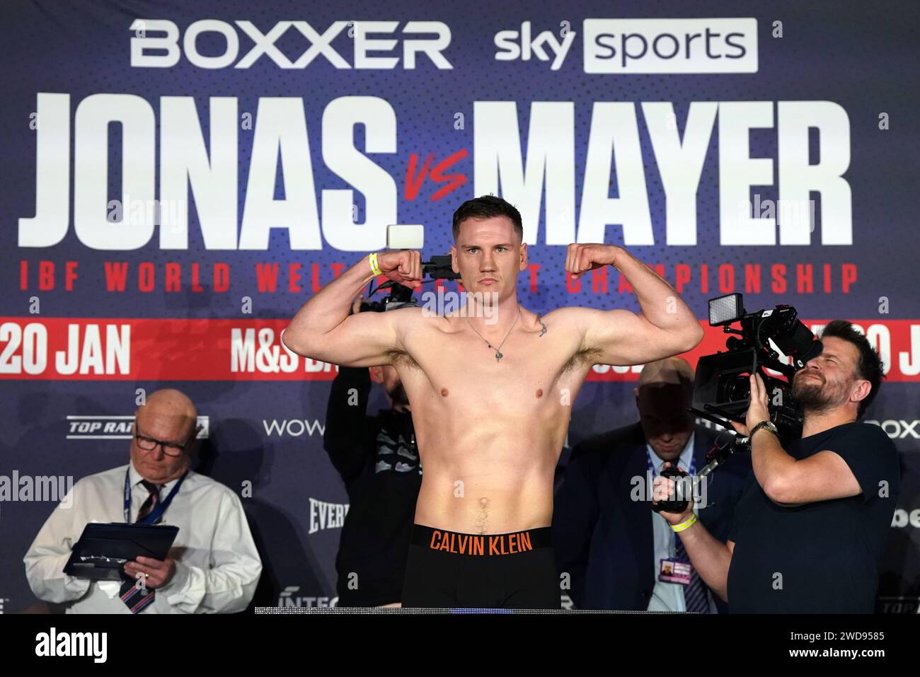 Jack Massey during a weigh-in at the Titanic Hotel Liverpool. Picture ...