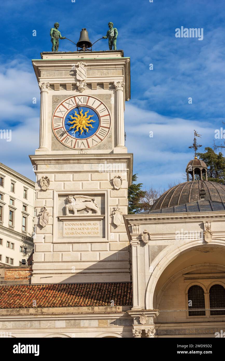 Clock and bell tower of the Loggia di San Giovanni in Freedom square ...