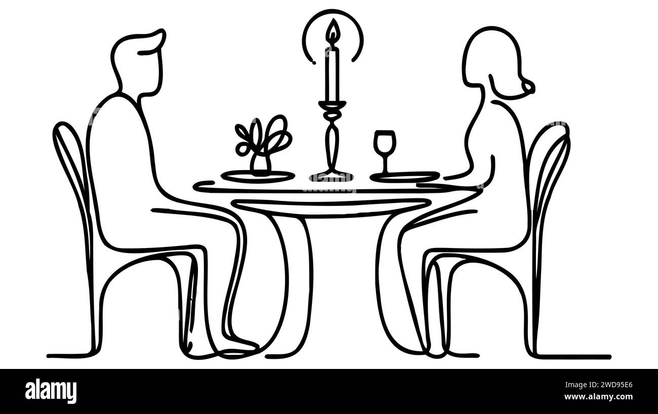 Hand drawing male female couple Black and White Stock Photos & Images ...