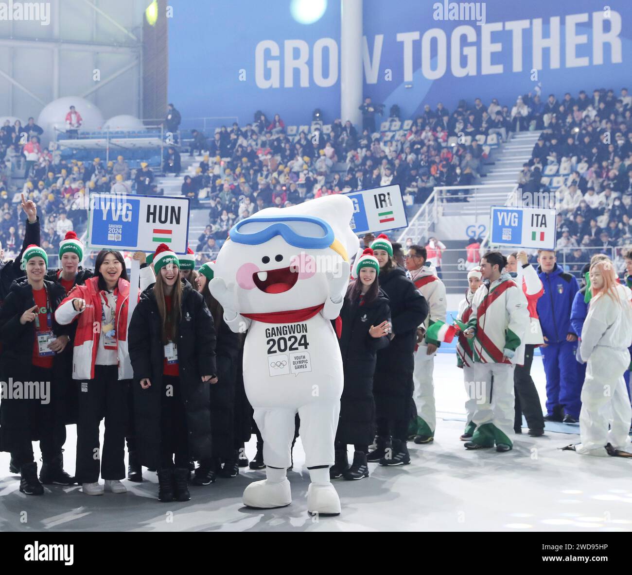 Gangwon Province, South Korea. 19th Jan, 2024. Athletes take photos ...