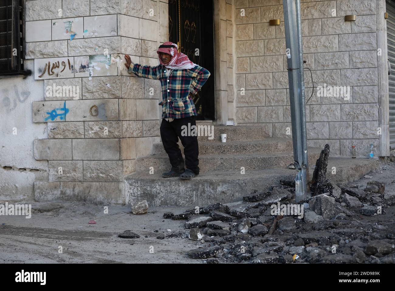 Tulkarm, Palestinian Territories. 19th Jan, 2024. A Palestinian man ...