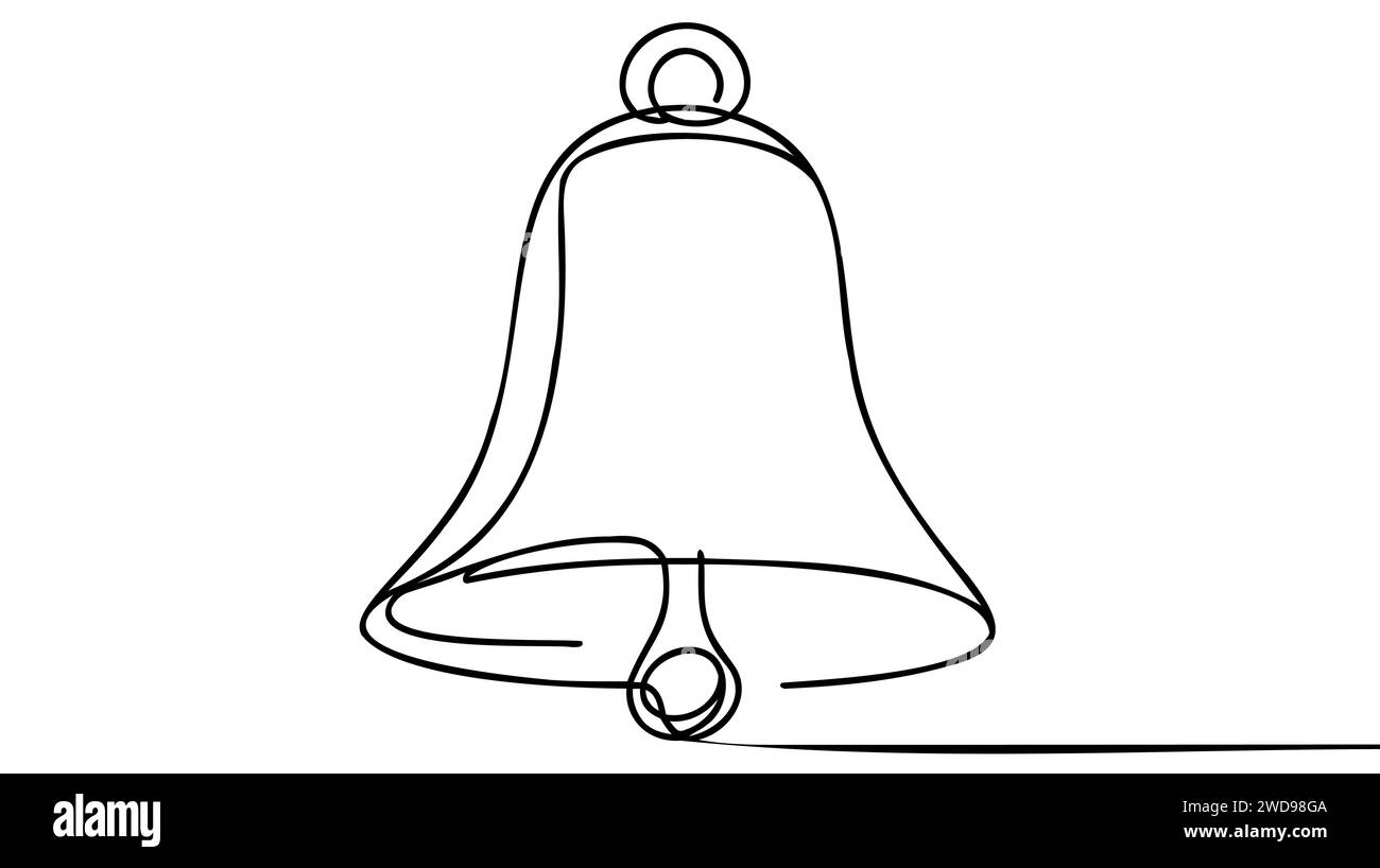 Bell line continuous drawing vector. One line Bell vector background ...