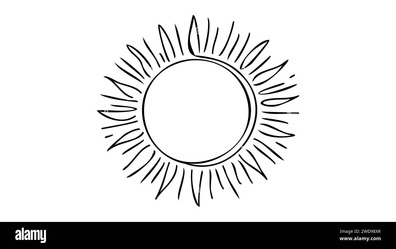 Continuous line sun art. Single line sketch sunny summer travel concept ...