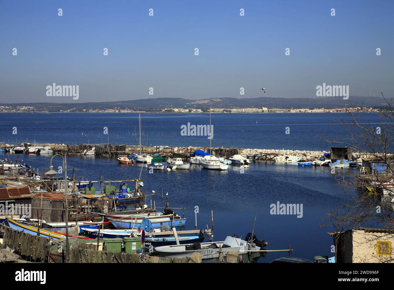 View of the Etang de Thau and the Pointe Courte district, a small ...