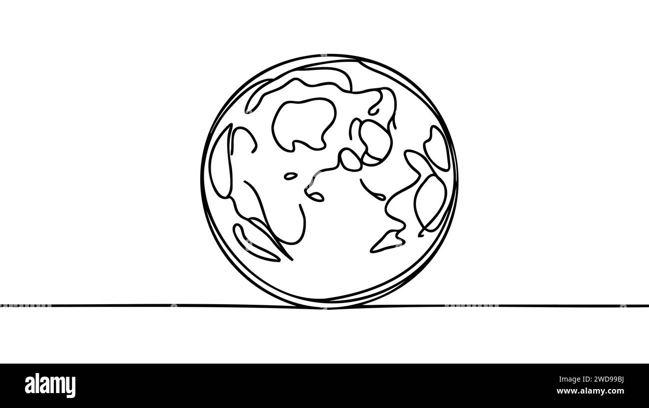 Continuous linear drawing of moon icon. One line drawing background ...
