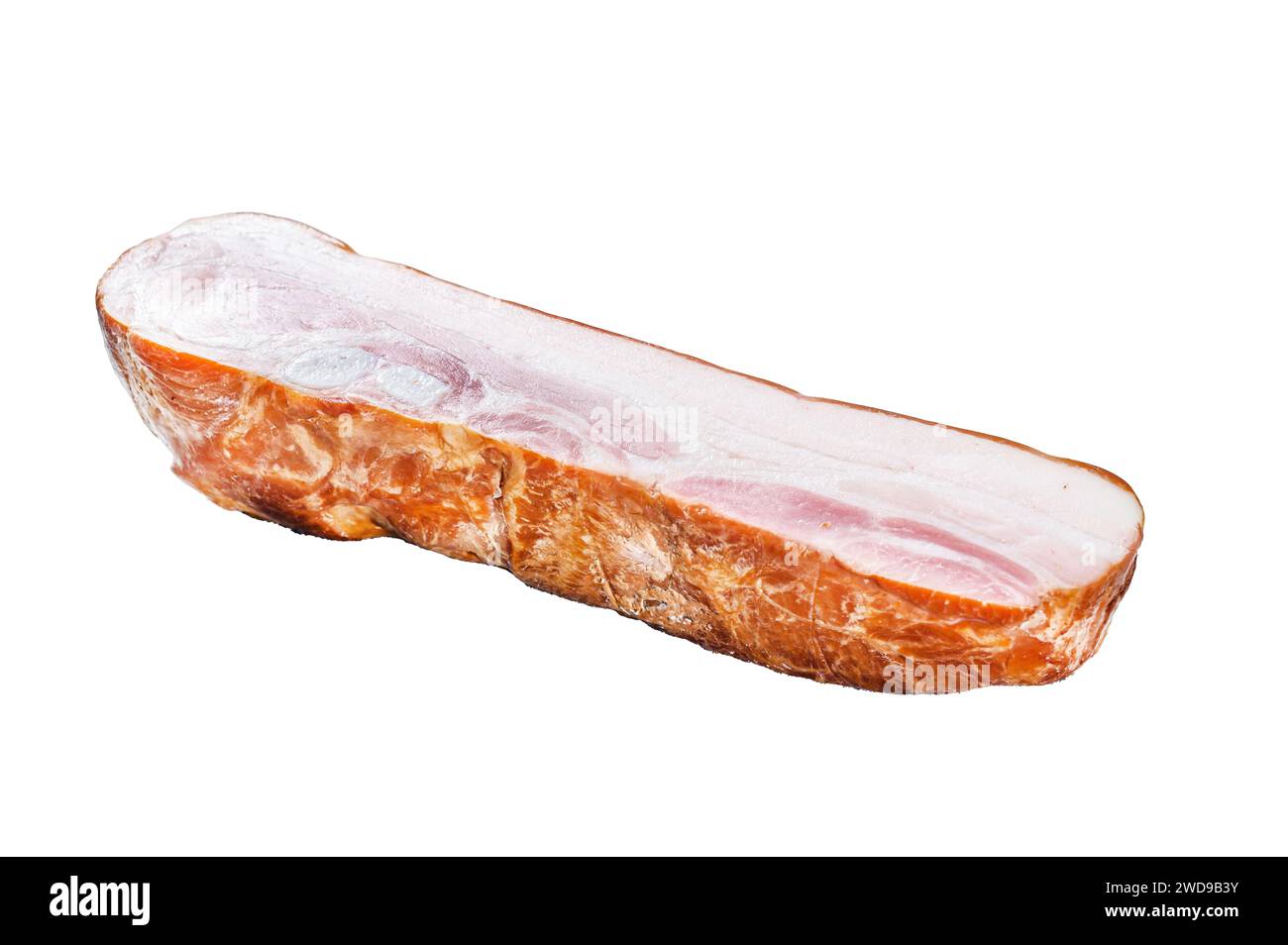Fresh pork belly bacon block. Isolated on white background, Top view ...