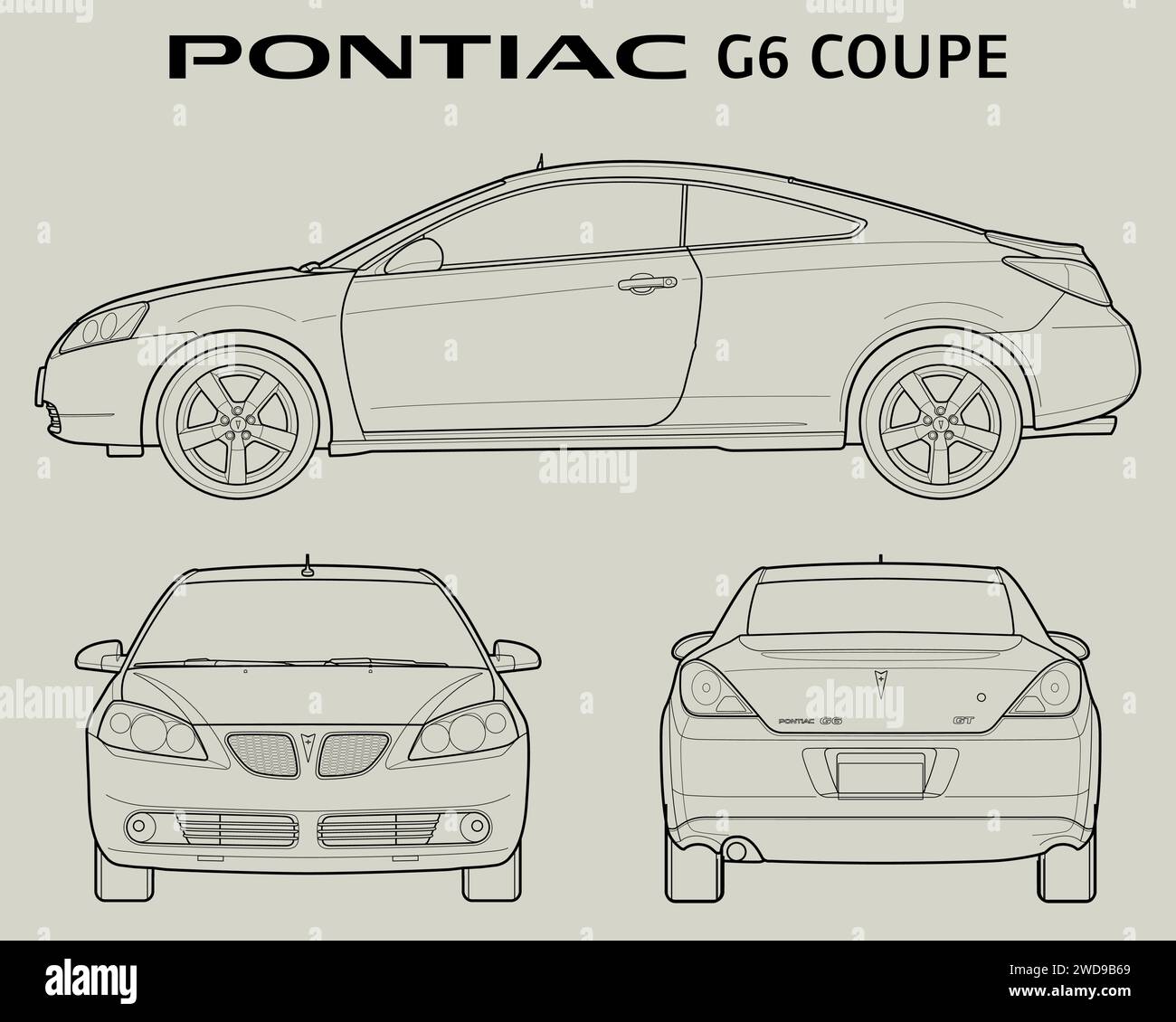2008 Pontiac G6 Coupe car blueprint Stock Vector Image & Art - Alamy