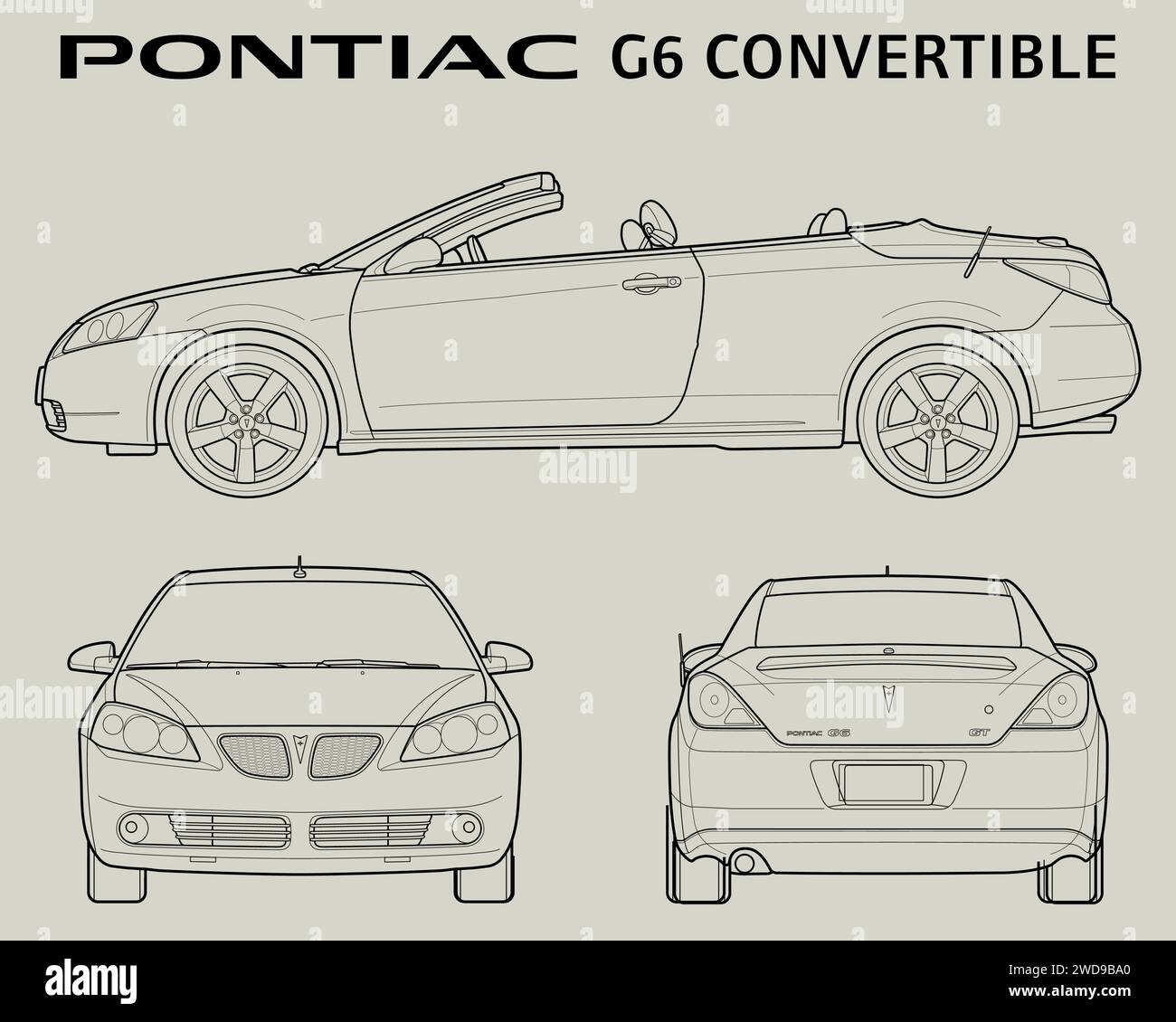 2008 Pontiac G6 Convertible car blueprint Stock Vector Image & Art - Alamy