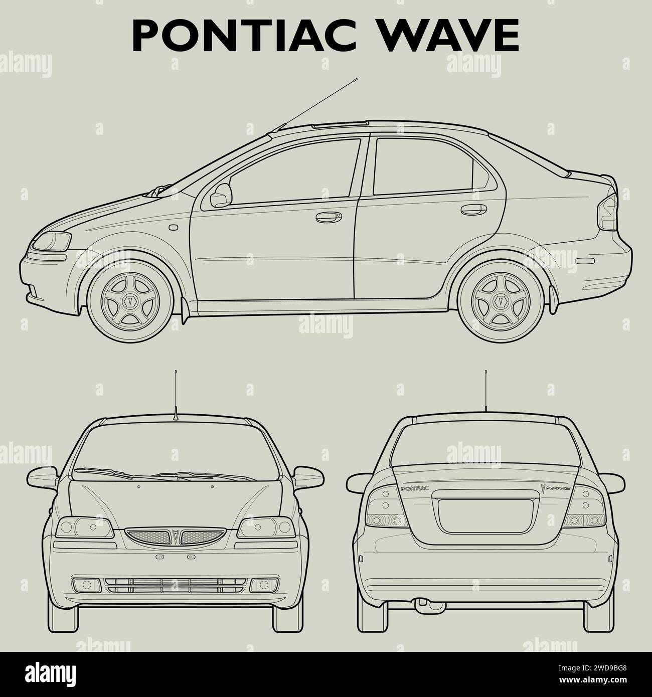 2005 Pontiac Wave Car blueprint Stock Vector Image & Art - Alamy