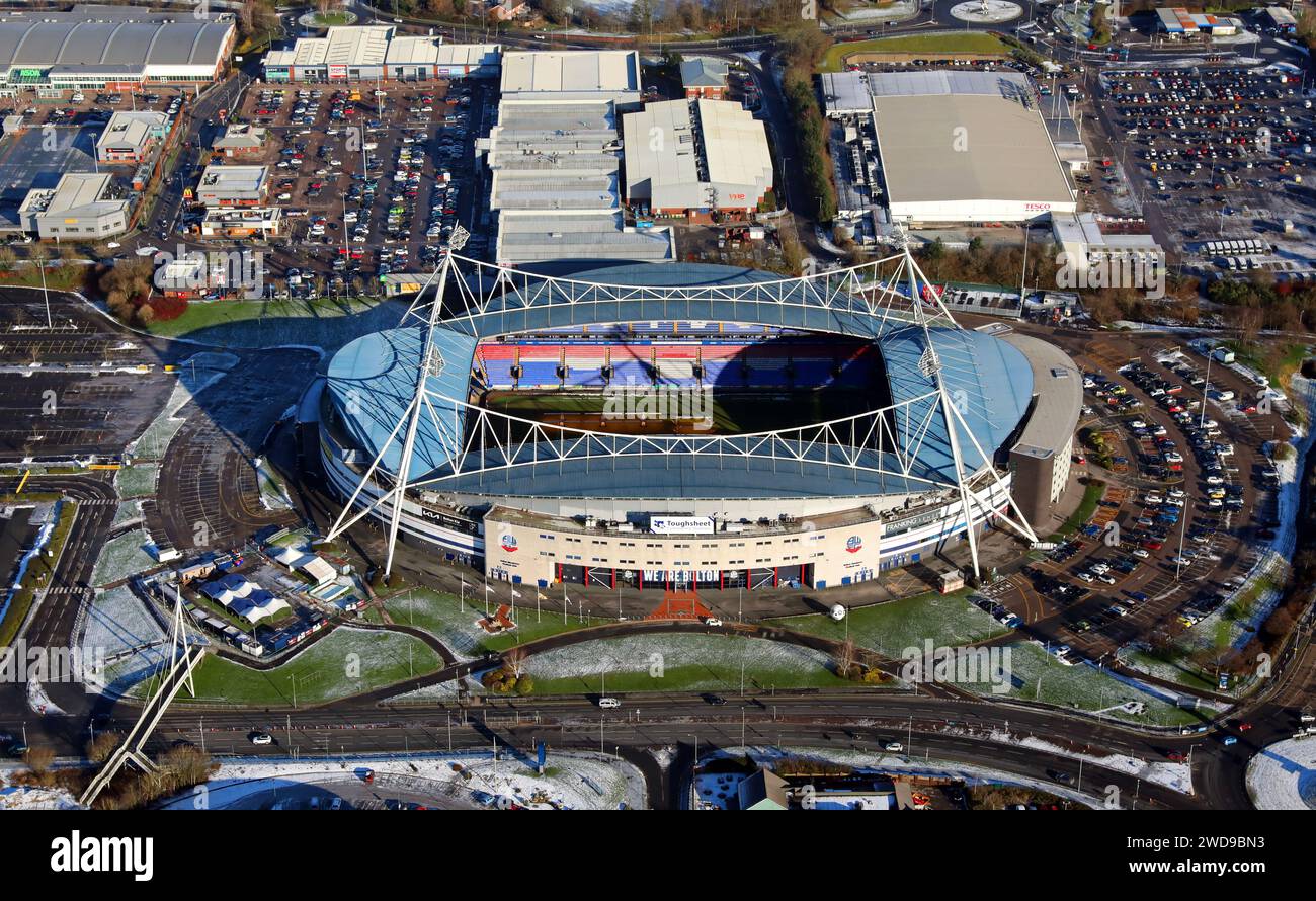 up-to-date (Jan 2024) aerial view of Bolton Wanderers football ground ...