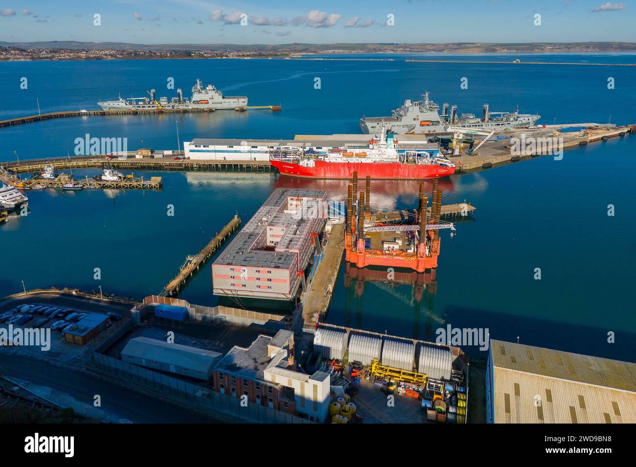 Portland, Dorset, UK. 19th January 2024. General view from the air of ...