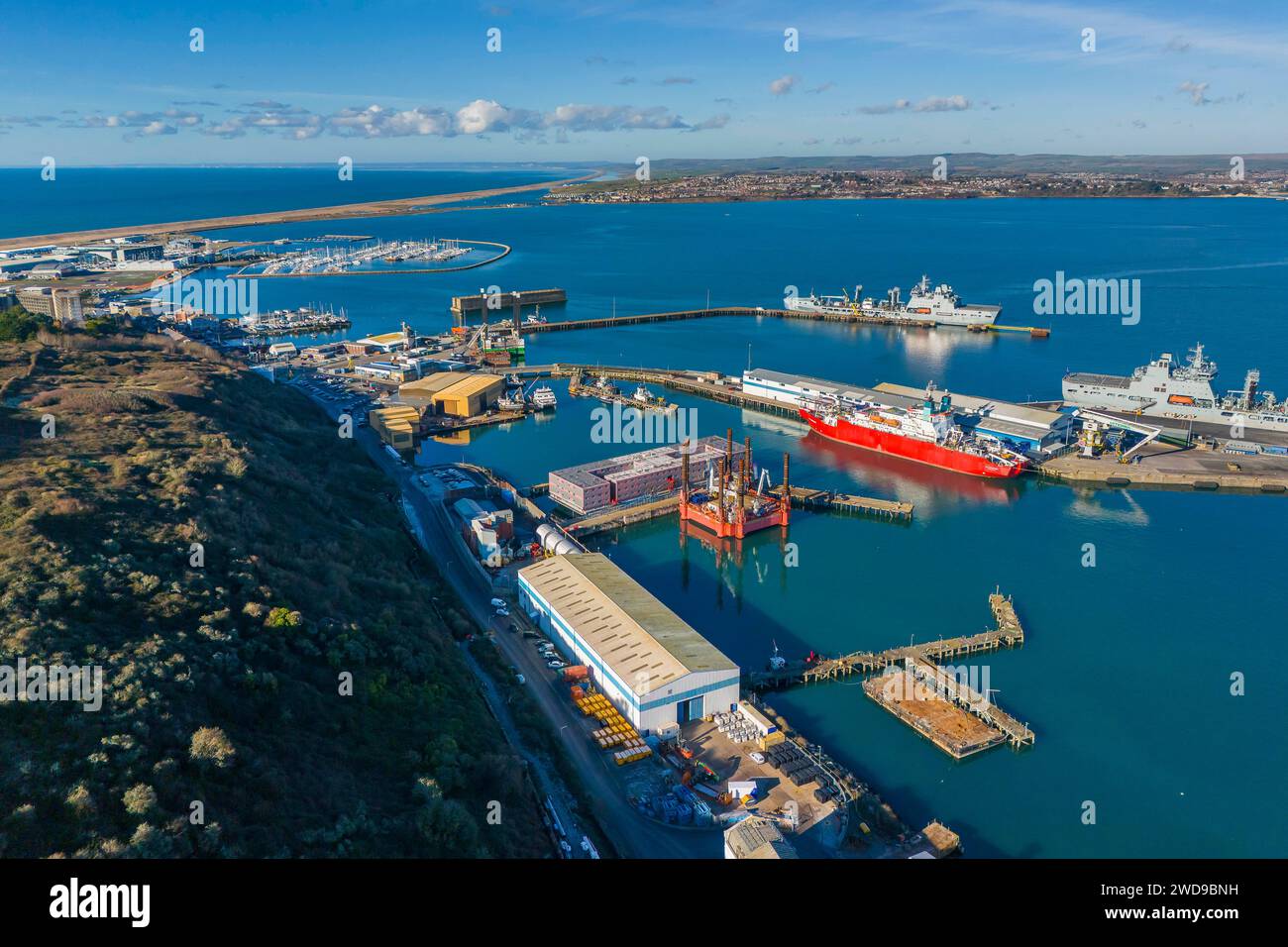 Portland, Dorset, UK. 19th January 2024. General view from the air of ...